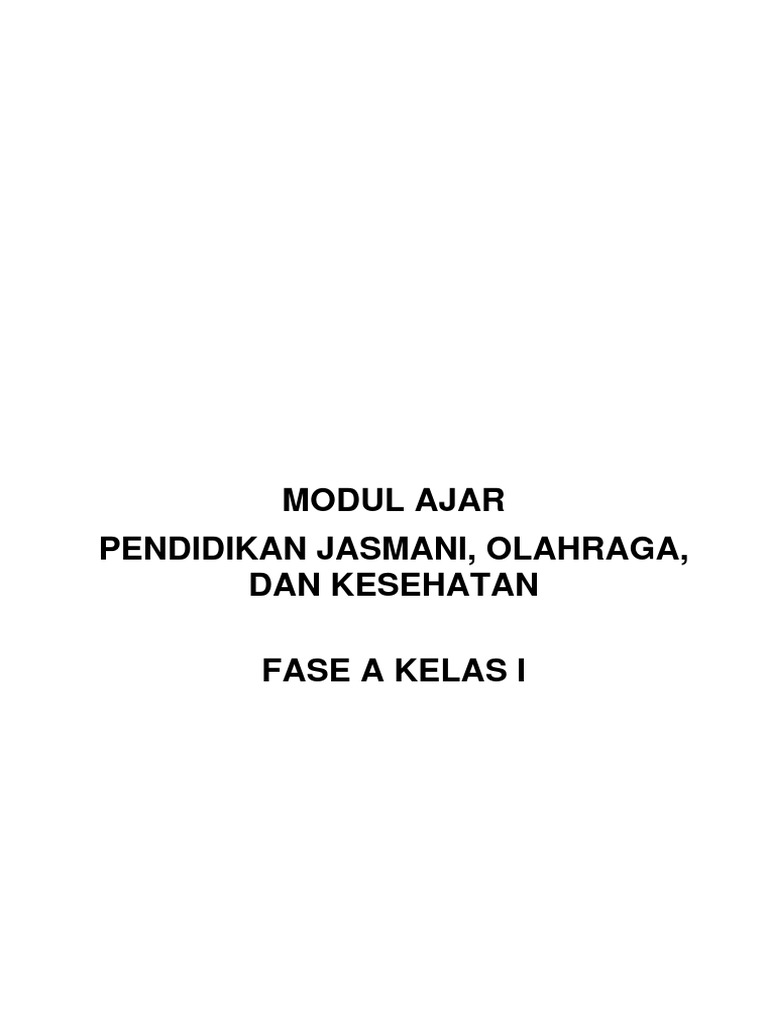 Modul Ajar Pendidikan Jasmani Olahraga Dan Kesehatan Pjok Pola
