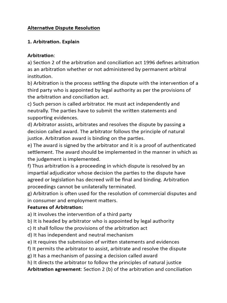 ADR Answers PDF Alternative Dispute Resolution Arbitration