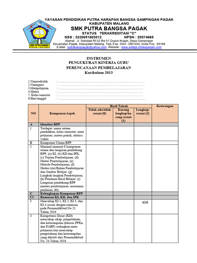 Instrument Pendayagunaan Guru 2020 | PDF