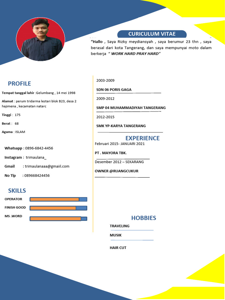 CV Tri Maulana: Profil dan Pengalaman | PDF