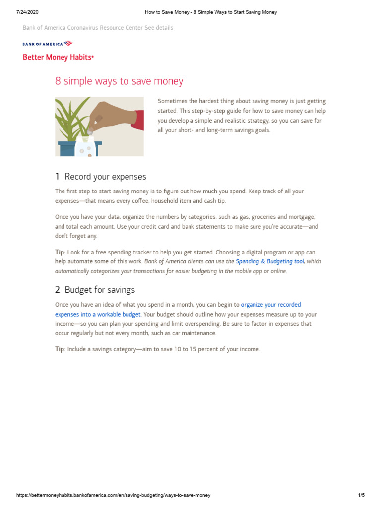 How To Save Money - 8 Simple Ways To Start Saving Money | PDF | Saving ...