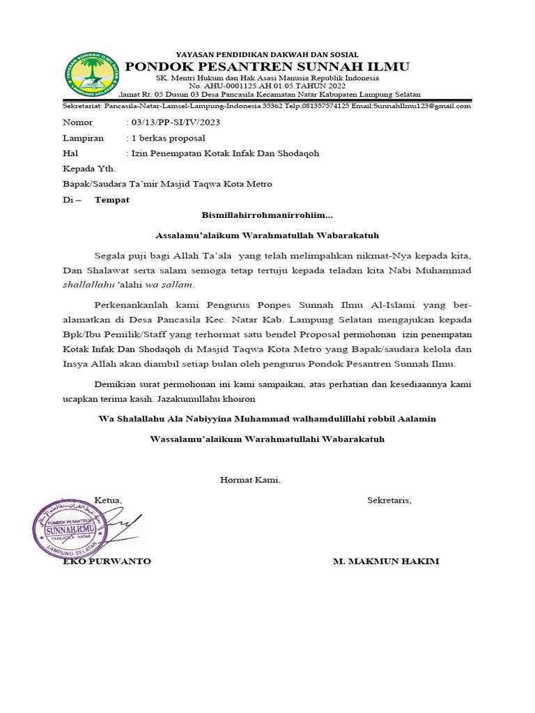 Proposal Titip Kotak Di Masjid Taqwa | PDF