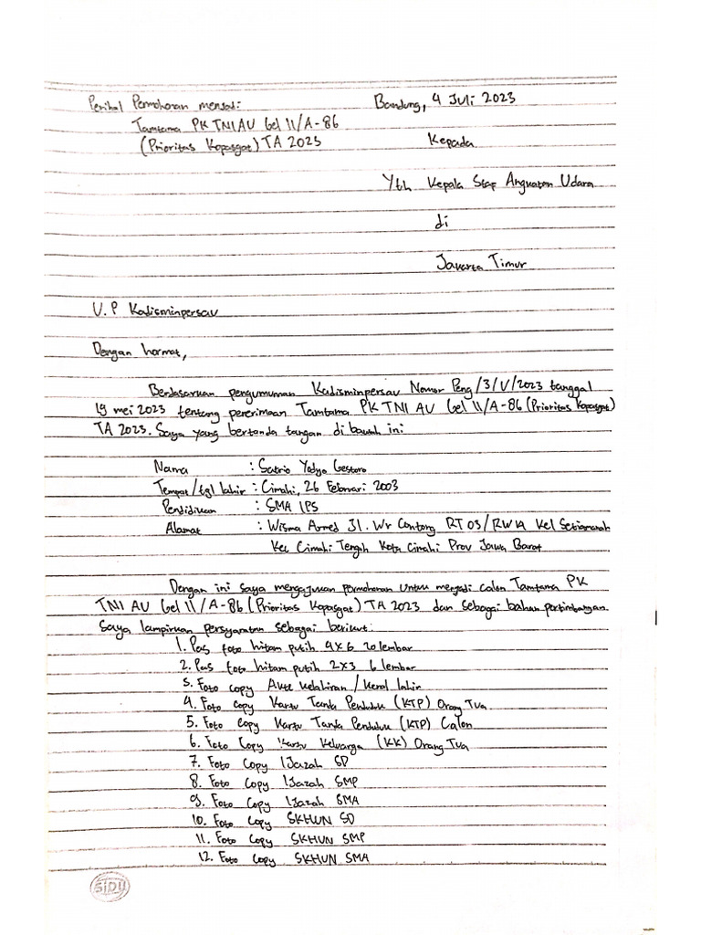 FC Surat Permohonan Prajurit | PDF