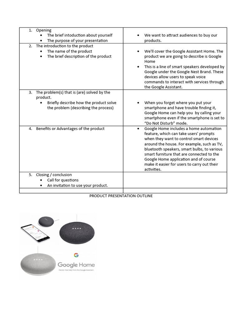 Product Presentation Outline | PDF | Business | Art