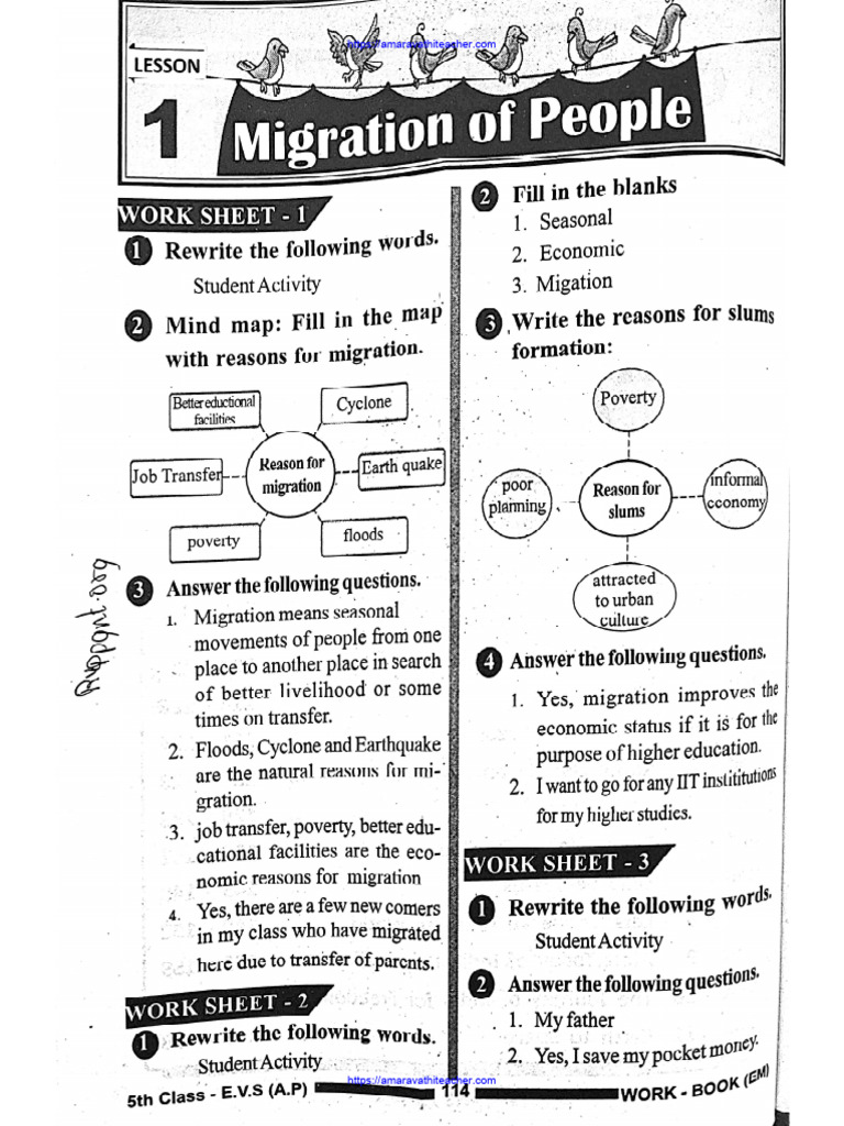 5th Class EVS Migration of People Work Book Answers | PDF | Religion ...