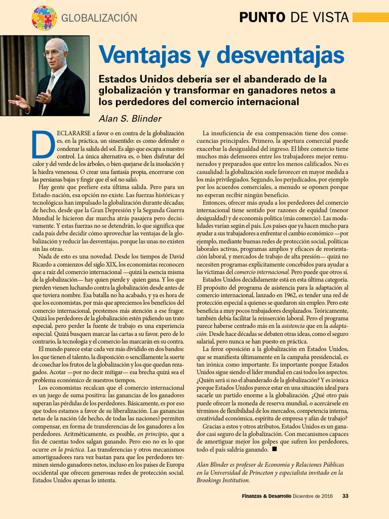 Ventajas y Desventajas de La Globalizacion | PDF | El comercio internacional | Comercio