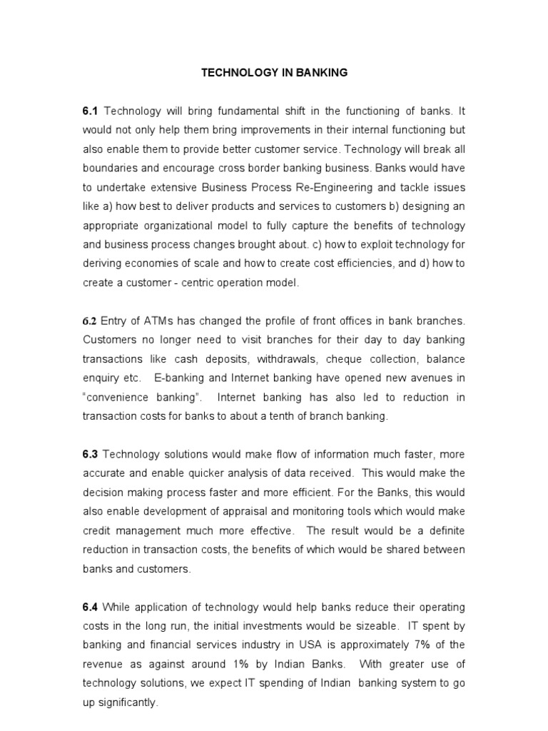 Technology in Banking | PDF | Online Banking | Banks & Banking