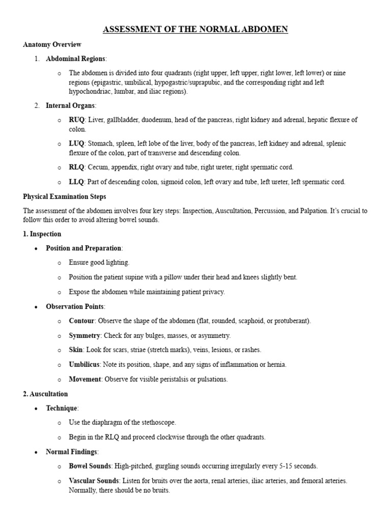 Assessment of The Normal Abdomen | PDF | Abdomen | Liver