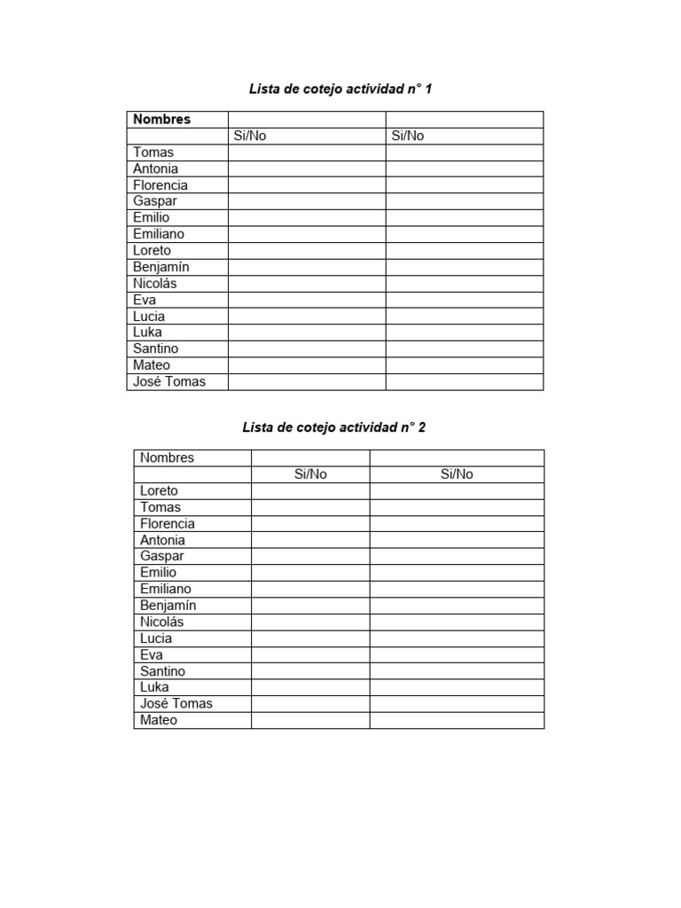 Lista de Cotejo Cote | PDF