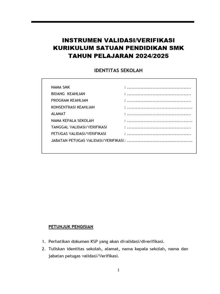 Instrumen Validasi KSP SMK Tahun 2024 | PDF | Karier & Perkembangan
