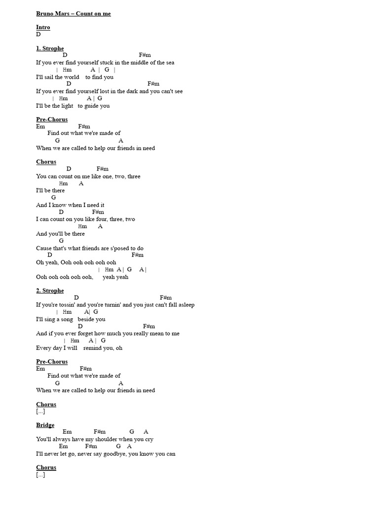 Bruno Mars - Count On Me | PDF