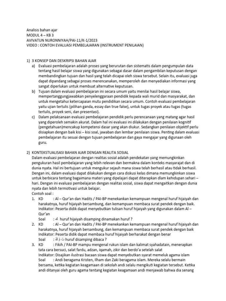 Analisis Bahan ajar-MODUL 4-KB 3 | PDF