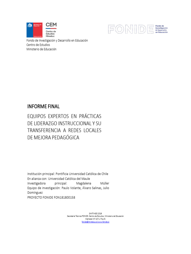 Informe-Final FON18180158 Muller PUC-EDITADO | PDF | Enseñando ...