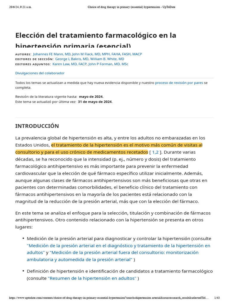 Choice of Drug Therapy in Primary (Essential) Hypertension - UpToDate ...