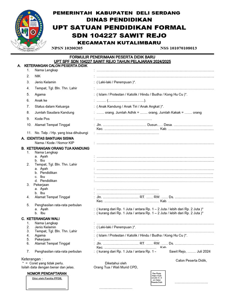 Formulir PPDB TAHUN 2024 | PDF | Karier & Perkembangan