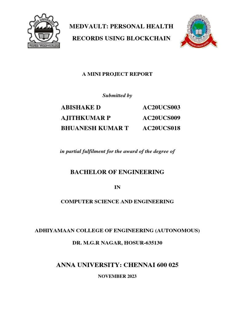 MedVault Doc FINAL REPORT | PDF | Authentication | Security