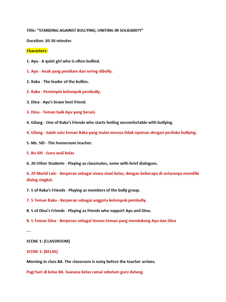 Script Film Pendek-English | PDF