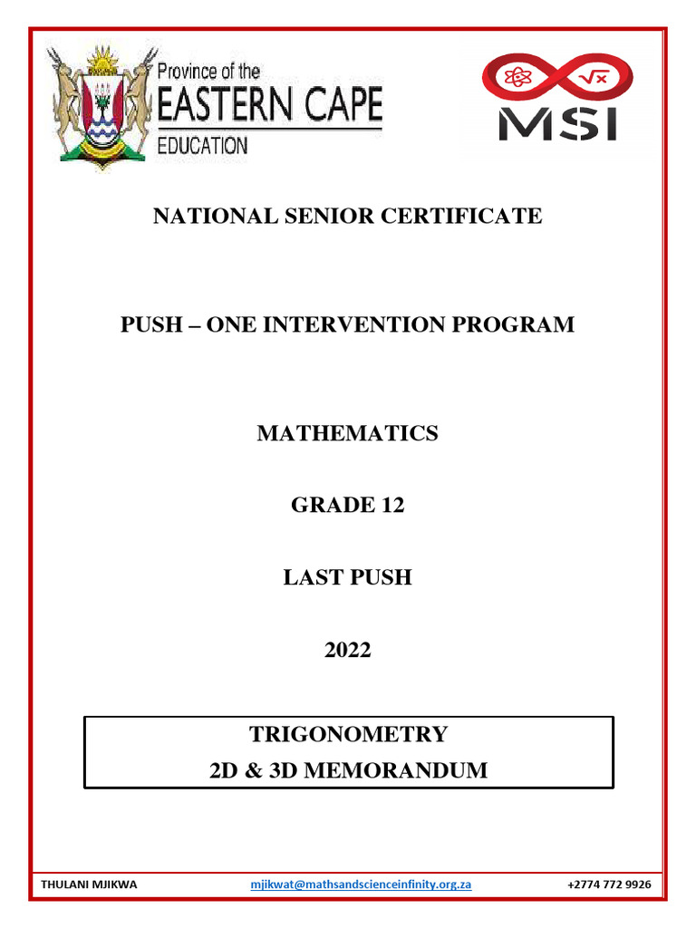 Trigonometry 2D & 3D Last Push Memo | PDF | Euclid | Geometry