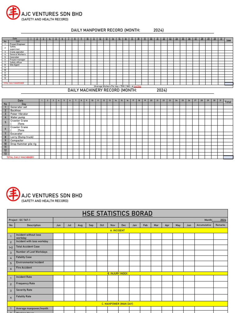 DAILY MANPOWER RECORD | Download Free PDF | Occupational Safety And ...