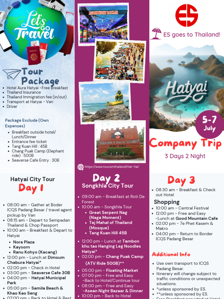 Itinerary Hatyai 3D 2N | PDF