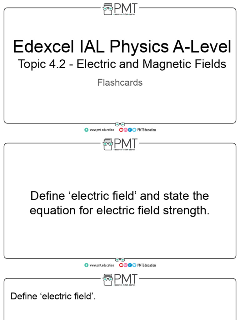 Flashcards - 4.2 Electric and Magnetic Fields - Edexcel IAL Physics A ...