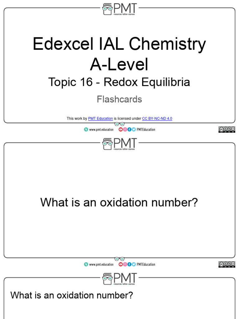 Flashcards - Topic 16 Redox Equilibria - Edexcel IAL Chemistry A-Level ...