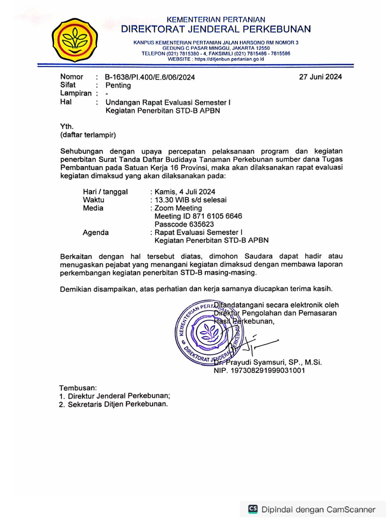 Undangan Evaluasi STDB (WIB) | PDF