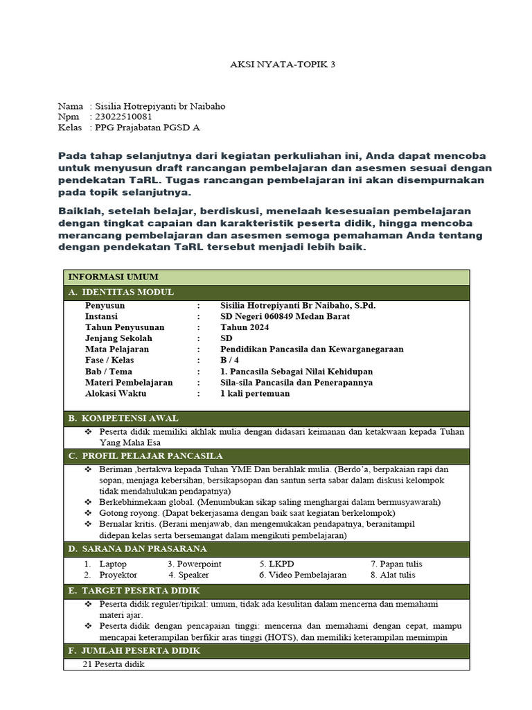 Aksi Nyata-Topik 3 | PDF