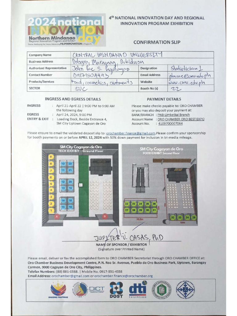Booth 22 - Signed Confirmation Slip | PDF