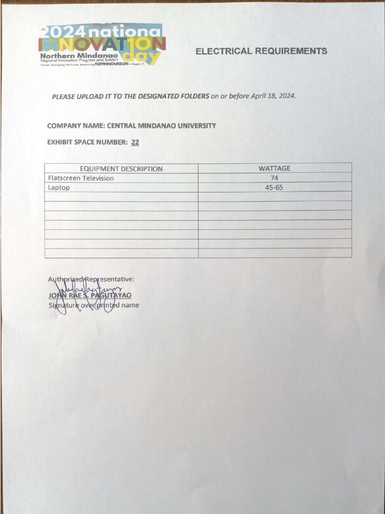 Booth 22 - Signed Electrical Requirements | PDF
