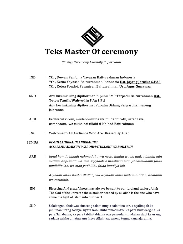 Teks Master of Ceremony | PDF | Agama & Spiritualitas