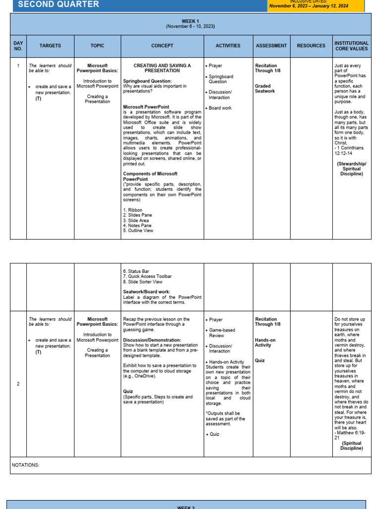 Action Plan Computer 7 2nd To 4th | PDF | Microsoft Excel | Spreadsheet