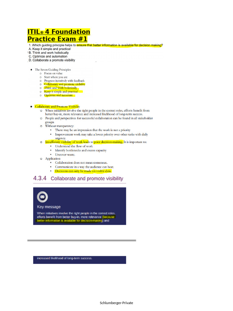 ITIL 4 Foundation Practice Exam 1 Answers | PDF | It Service Management | Risk