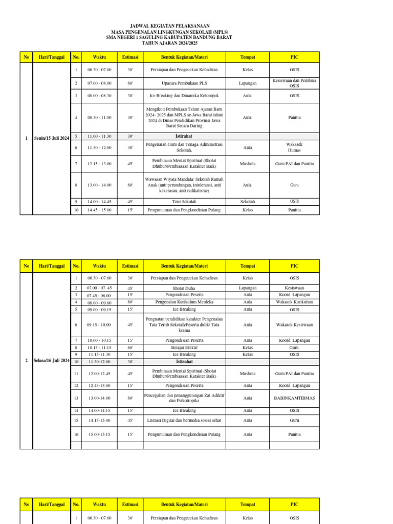 Susunan Acara PLS 2024 | PDF
