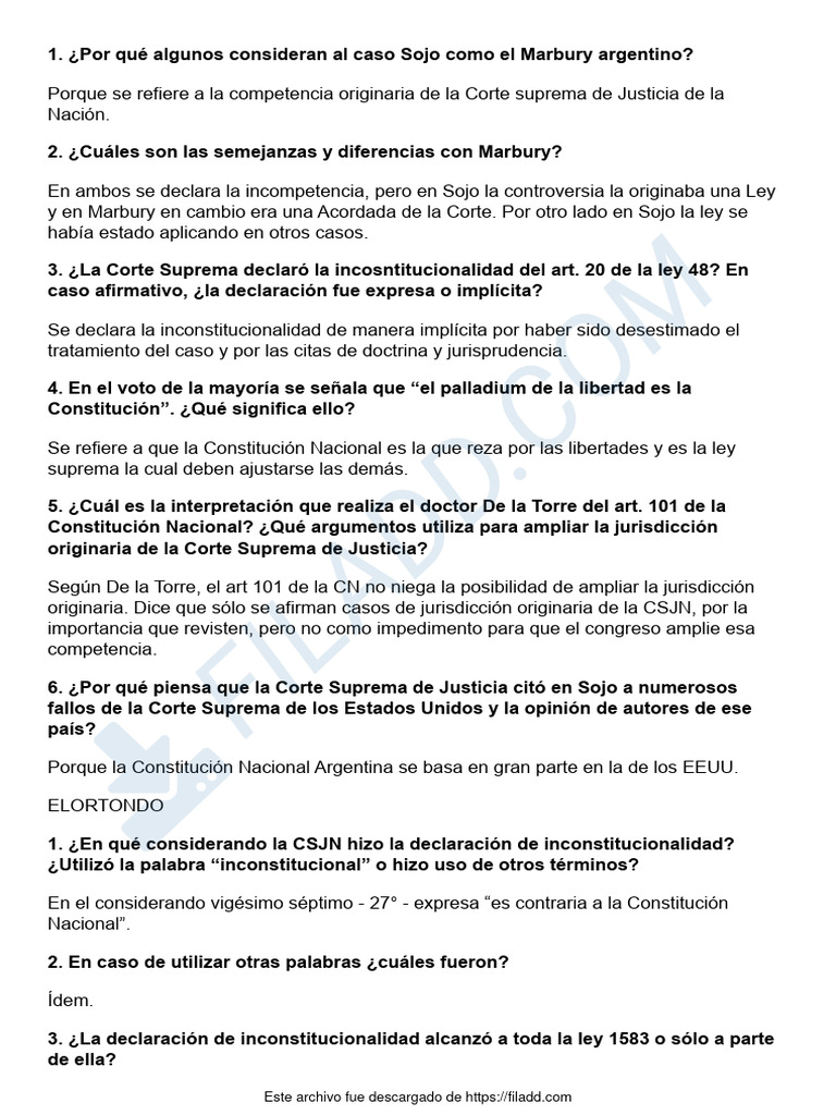 Guia de Preguntas Fallos | PDF | Constitución | Derecho Constitucional