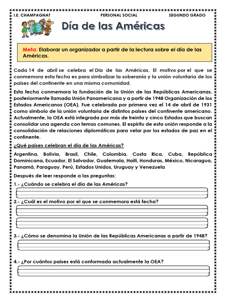 Ficha 20 Dia de Las Américas | PDF | Américas