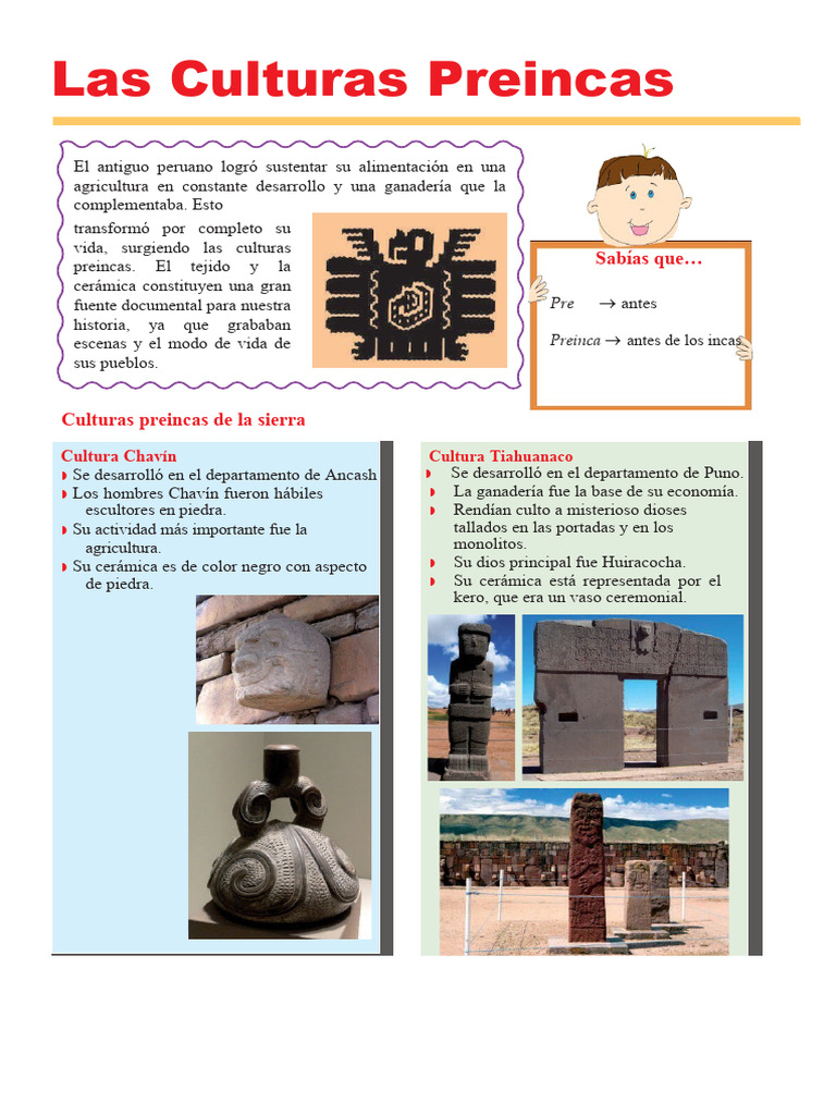Las Culturas Preincas para Primer Grado de Primaria 2 | PDF | Era ...