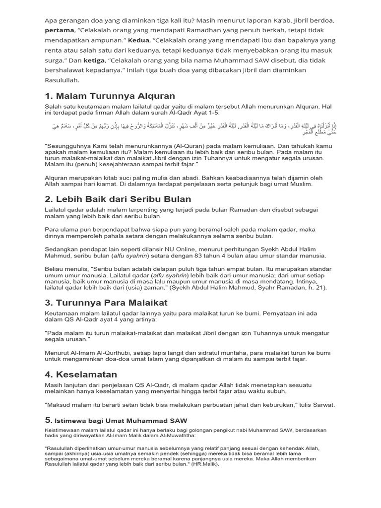 Apa Gerangan Doa Yang Diaminkan Tiga Kali Itu | PDF