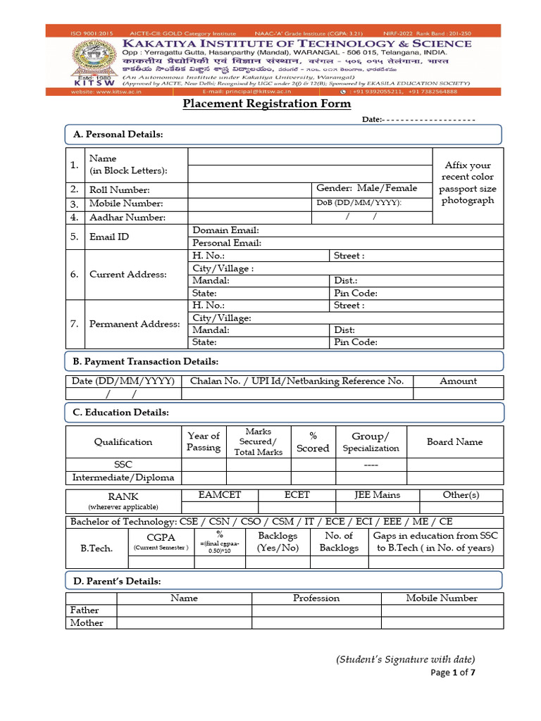 Willingness Form - T&P Registraion | PDF | Companies