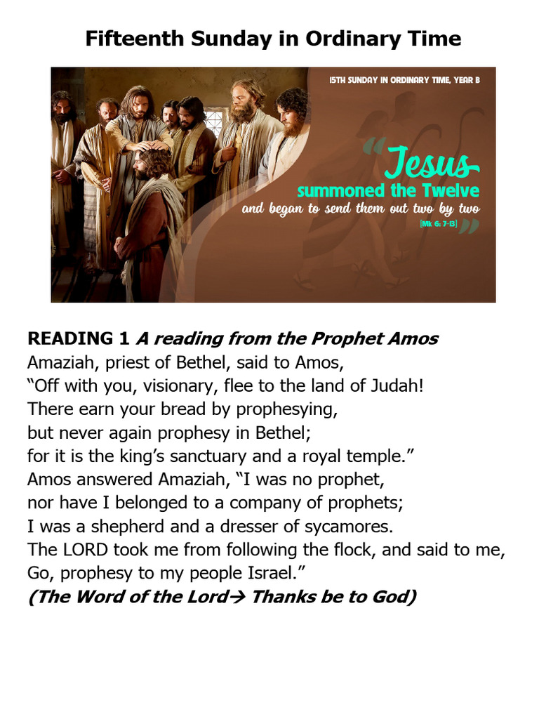 Fifteenth Sunday in Ordinary Time B | PDF | Jesus | Salvation