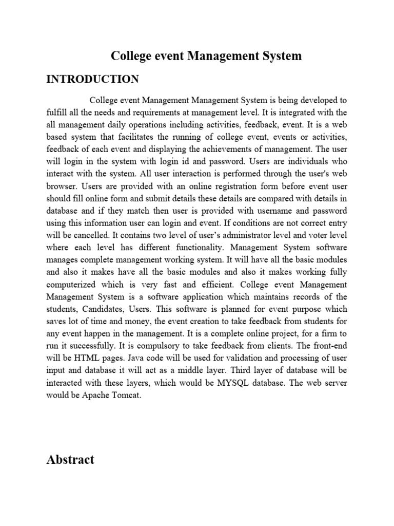College Event Management System Pdf Software Testing Java Programming Language