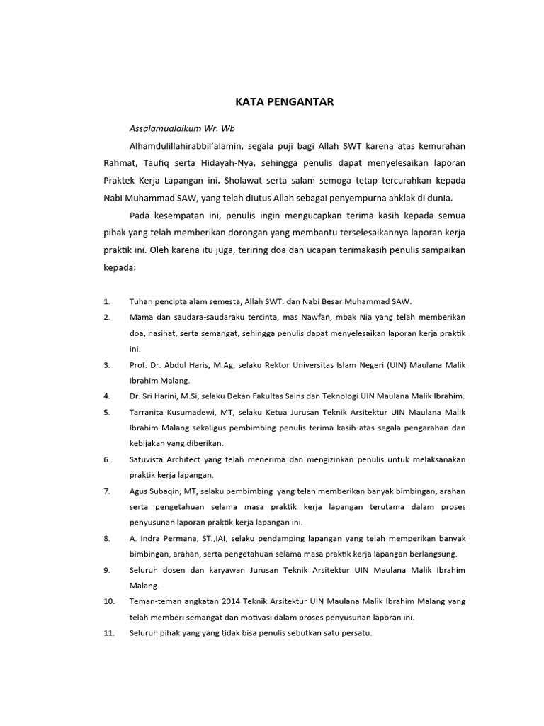 KATA PENGANTAR PKL | PDF