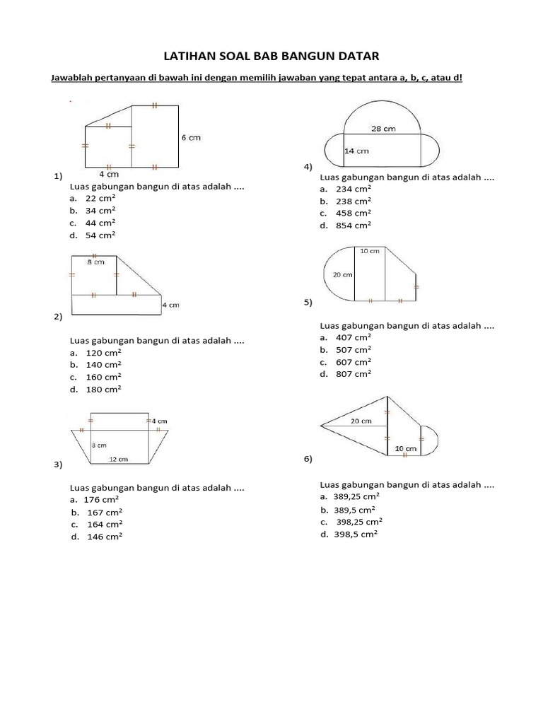 Latihan Soal Bangun Datar Gabungan 1 | PDF