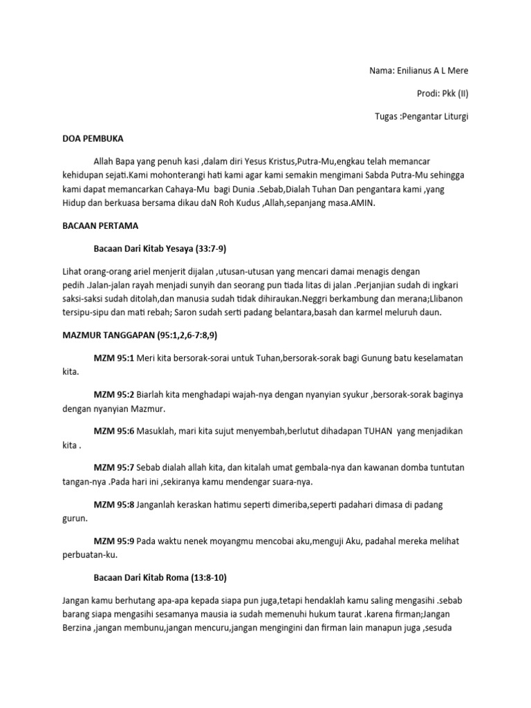 DOA PEMBUKA Emilianus | PDF