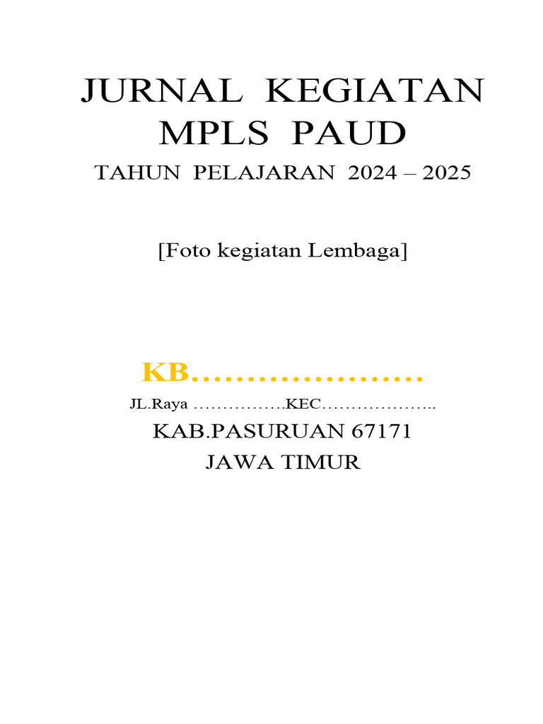 Jurnal Kegiatan Mpls Tahun 2024-2025 | PDF