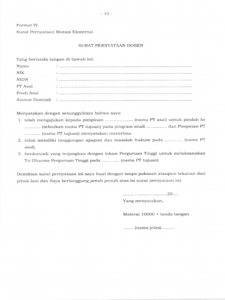 Ses - Sesjen - PDD - 25 - 2023 - Surat Pernyataan Mutasi Eksternal | PDF | Hukum