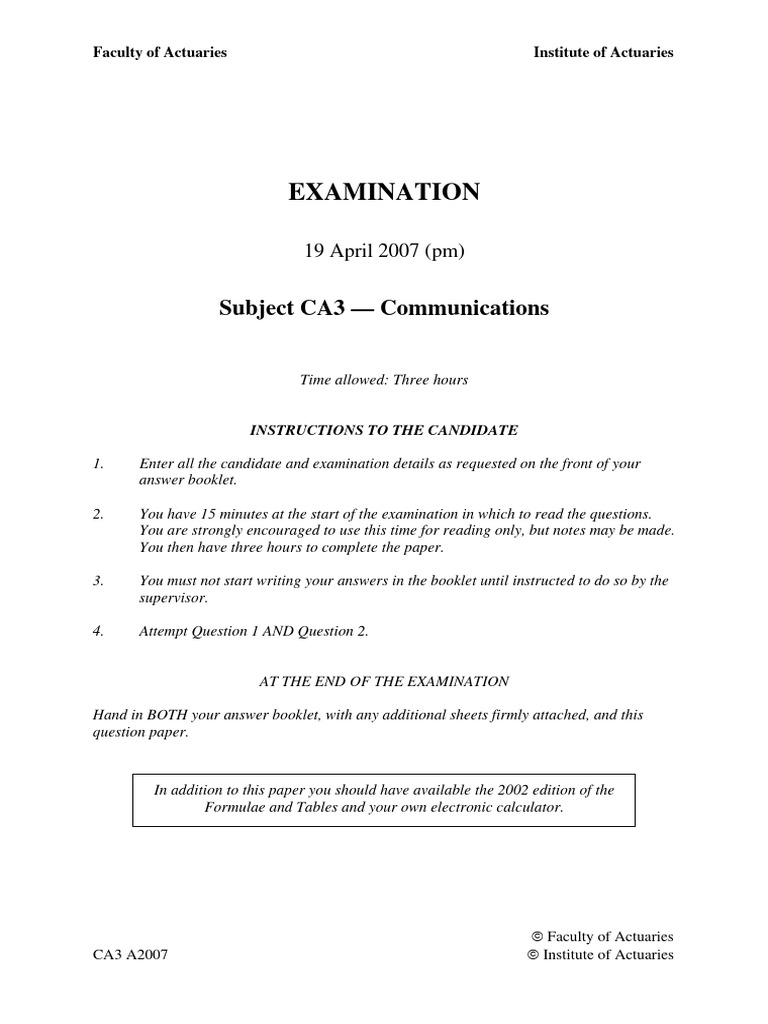 FandI CA3 200704 Exam FINAL | PDF | Financial Risk | Personal Finance