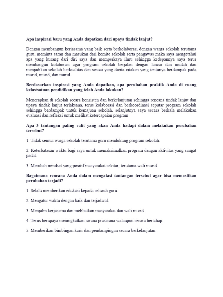 Isian Kepala Sekolah Dalam PMM | PDF