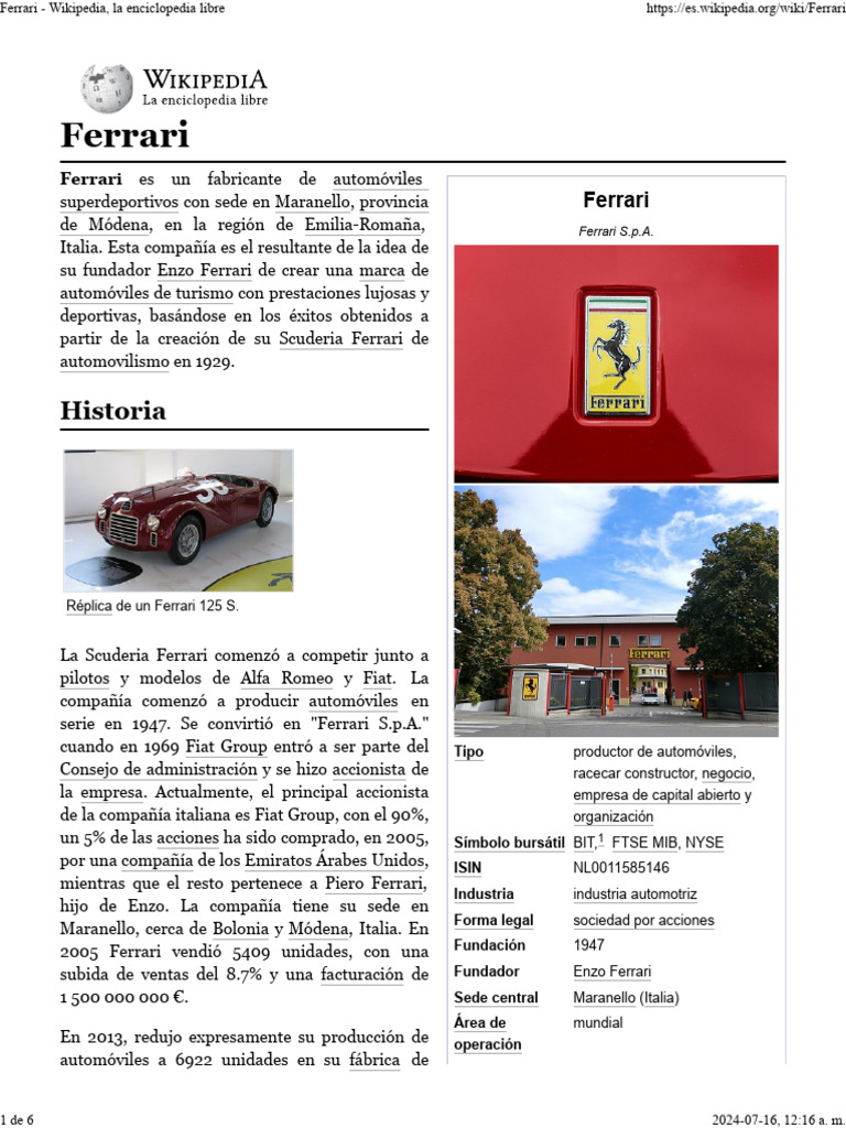 Ferrari | PDF | Ferrari | Fabricantes de automóviles