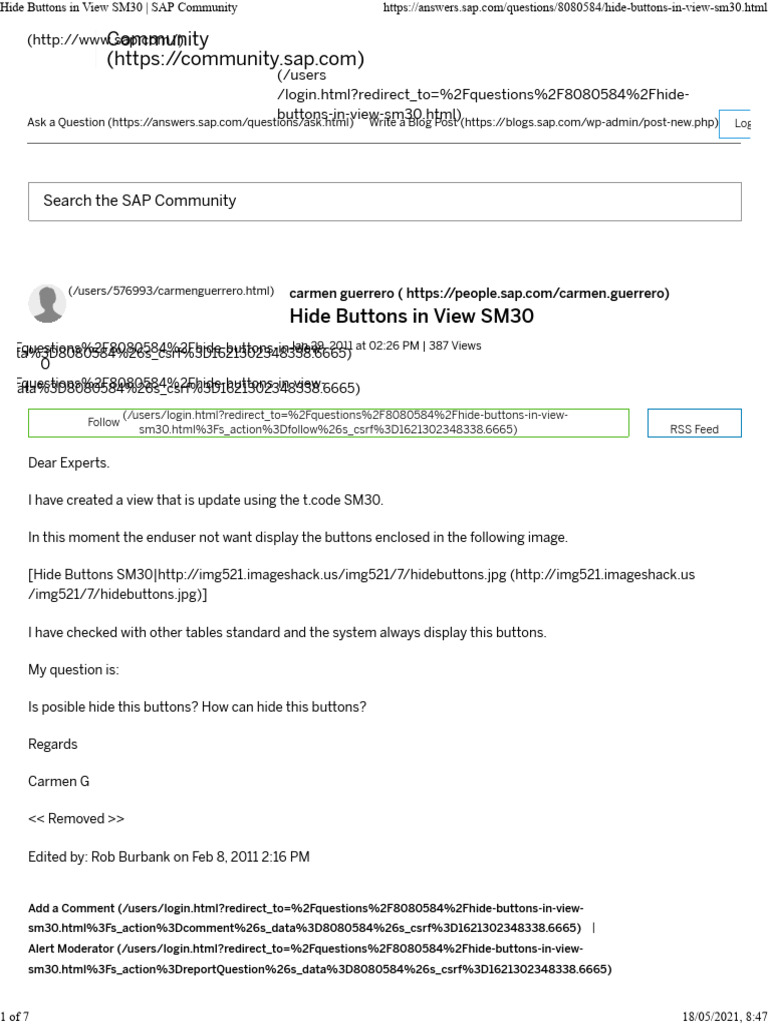 Hide Buttons in View SM30 SAP Community | PDF | Software Engineering | Software